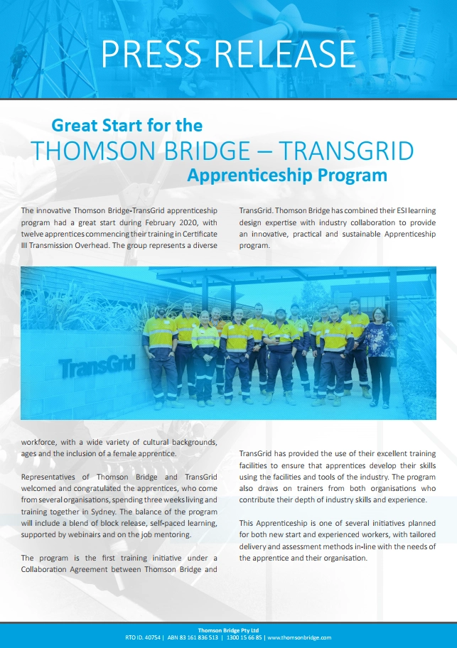 Press Release - A Collaboration with TransGrid for Transmission Line ...